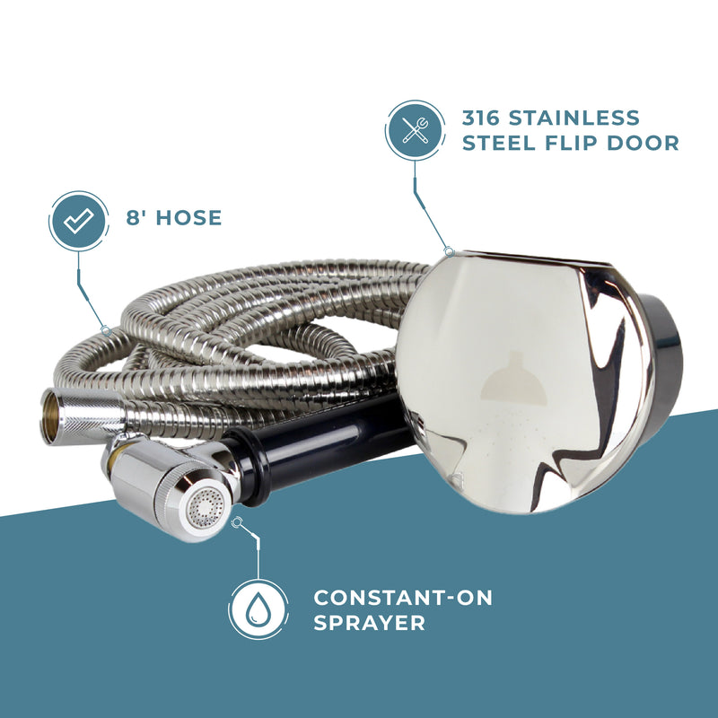 Boat Stainless Transom Shower Kit w/8' Hose - 97014DSS-KIT2-SR