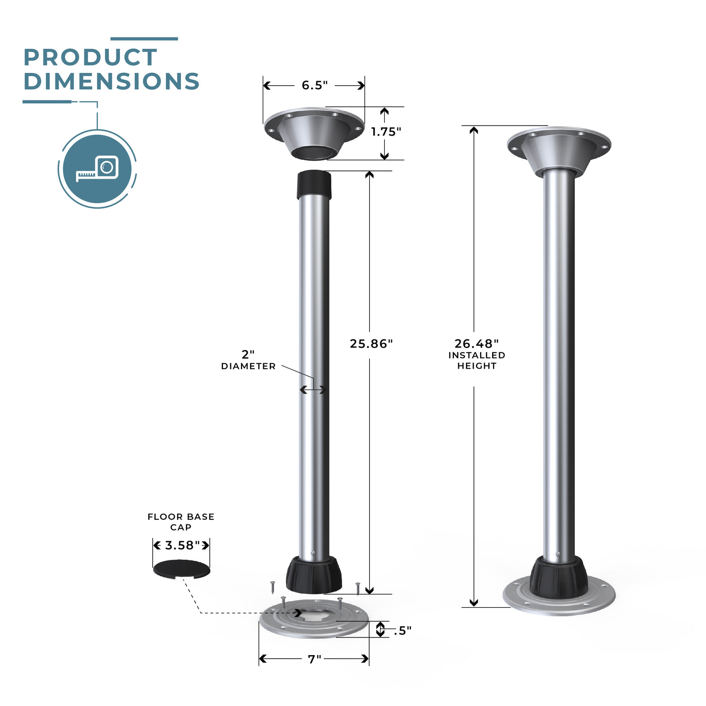 Sequoia™ III Boat & RV Table Leg Kit - ITC Shop Now