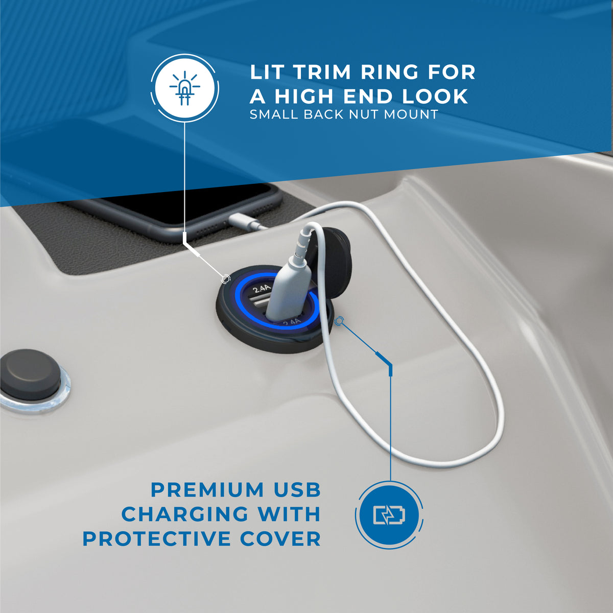 Marine Boat USB Premium Phone Charger for 10-12V